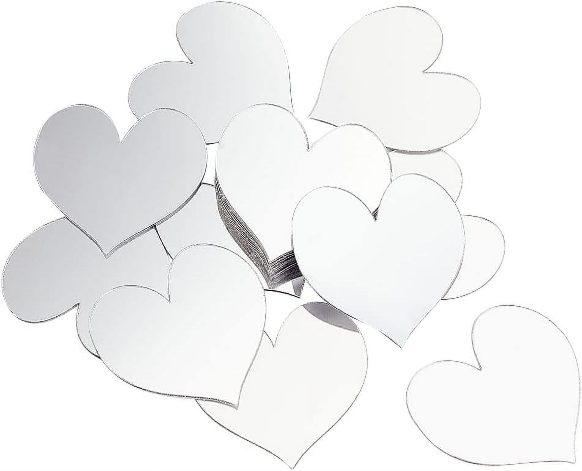 1 Box 50pcs 2 Inch Mini Mirror Tiles Acrylic Heart Mirror Adhesive ...