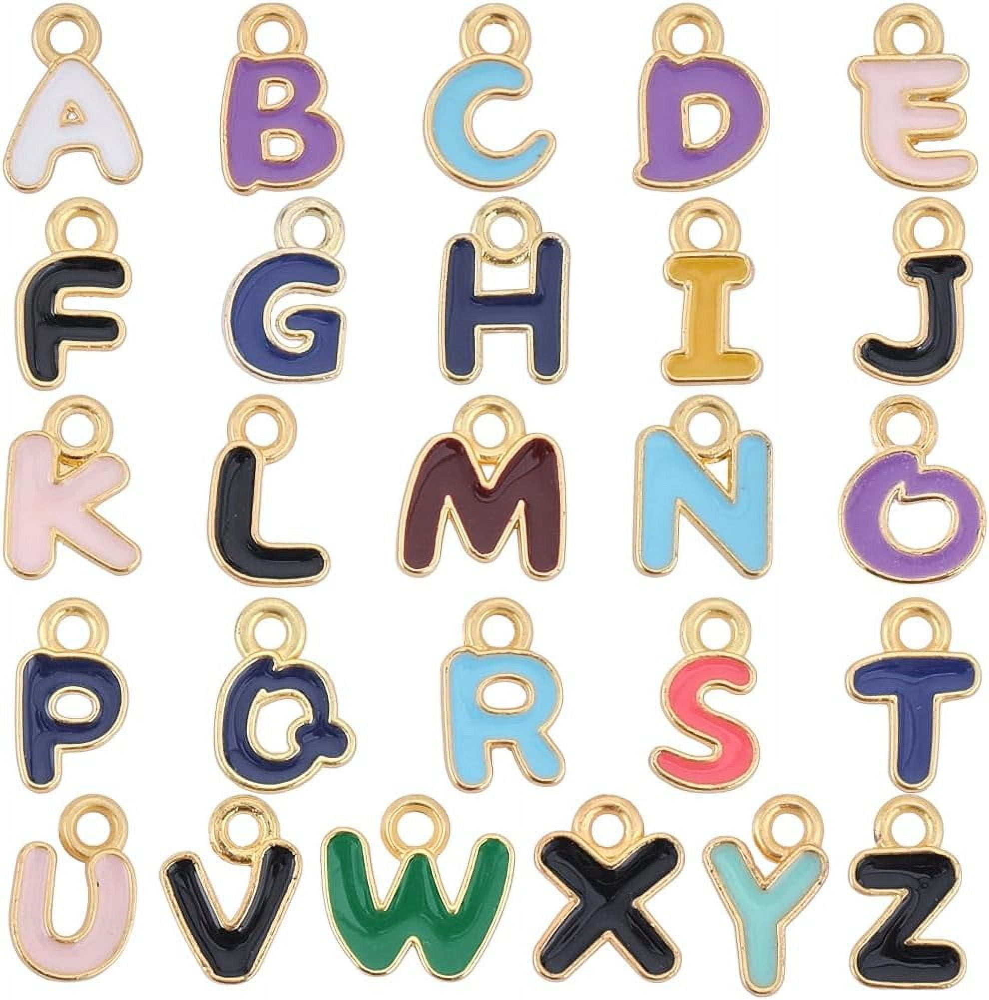 1 Box 52Pcs Colorful Letter Charms Alloy Letter Charm Bulk English Capital Al abet A-Z Enamel ...