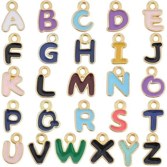 1 Box 52Pcs Colorful Letter Charms Alloy Letter Charm Bulk English ...