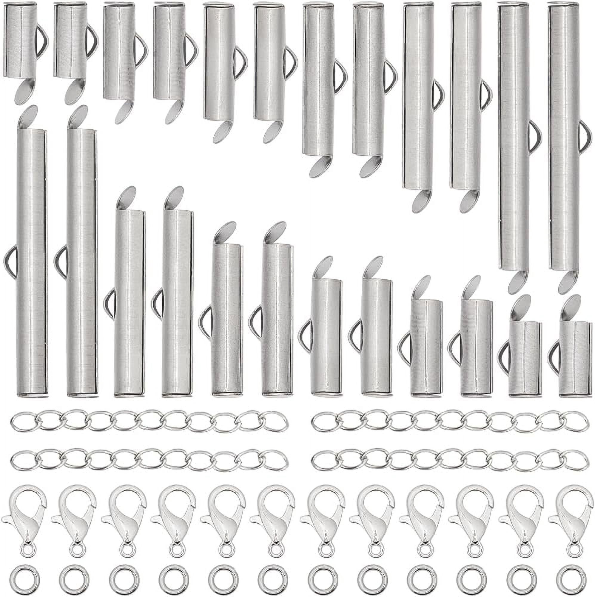 1 Box 540Pcs Slide End Tubes Jewelry Slider Tube Clasp with Jump Ring ...