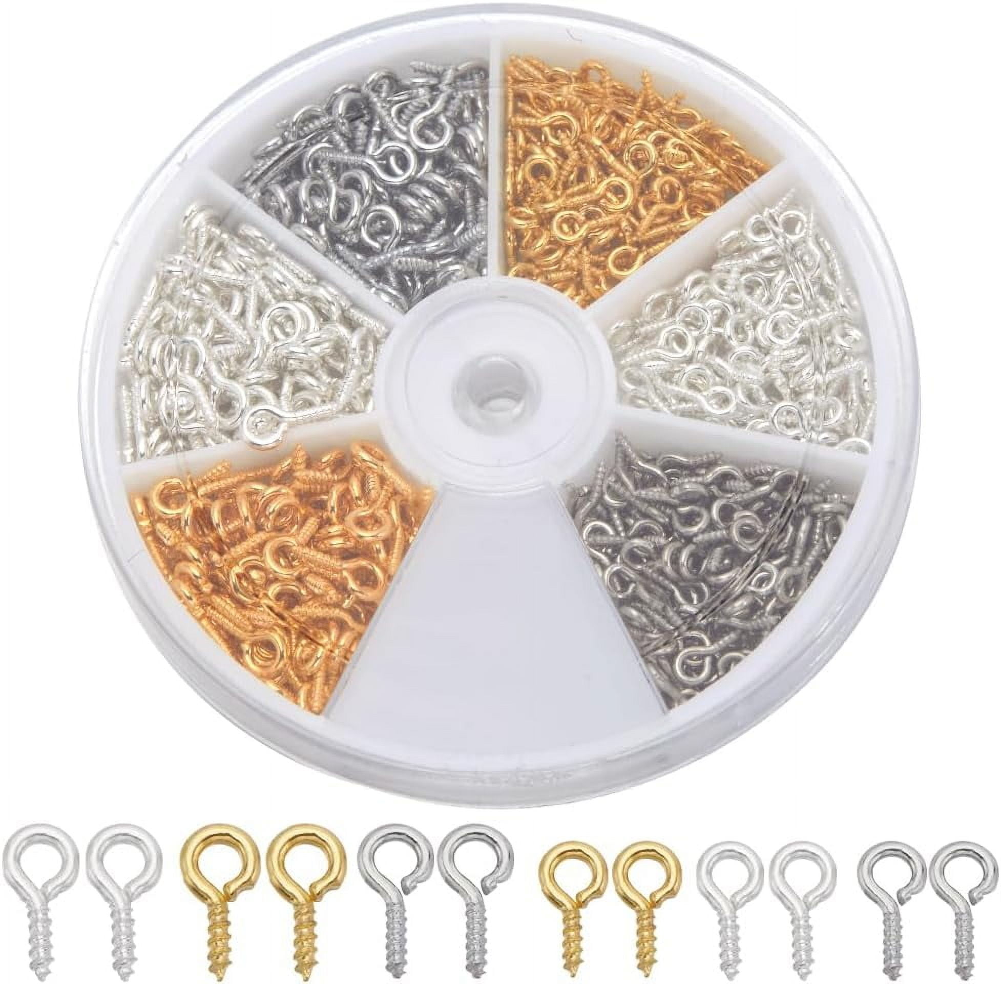 1 Box 540pcs 6 Styles Small Eyelet Hook Screw Eye Hooks Bulk Iron ...