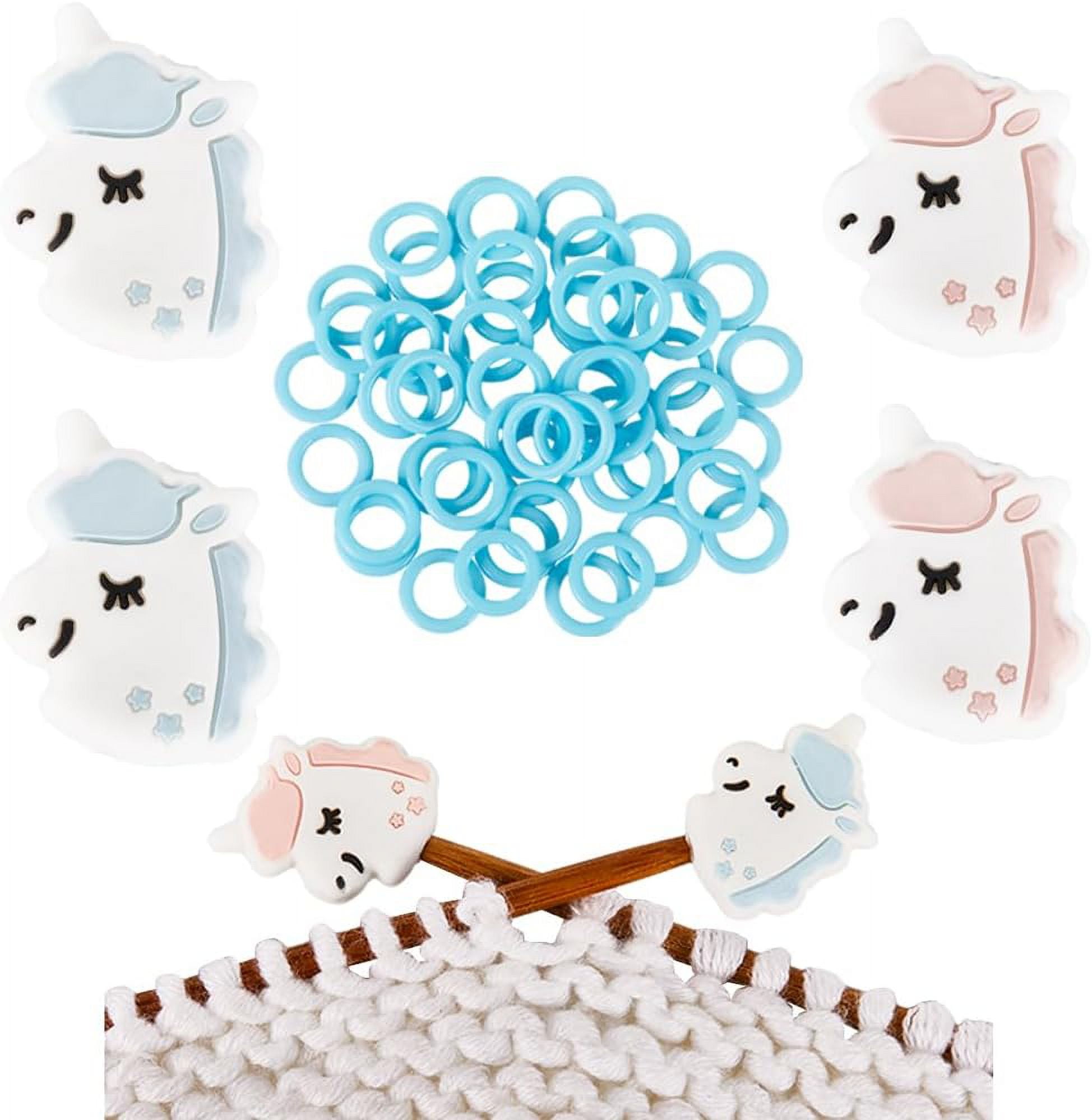 1 Box 54Pcs Knitting Stoppers Stitch Stopper Cute Blue Pink Unicorn ...