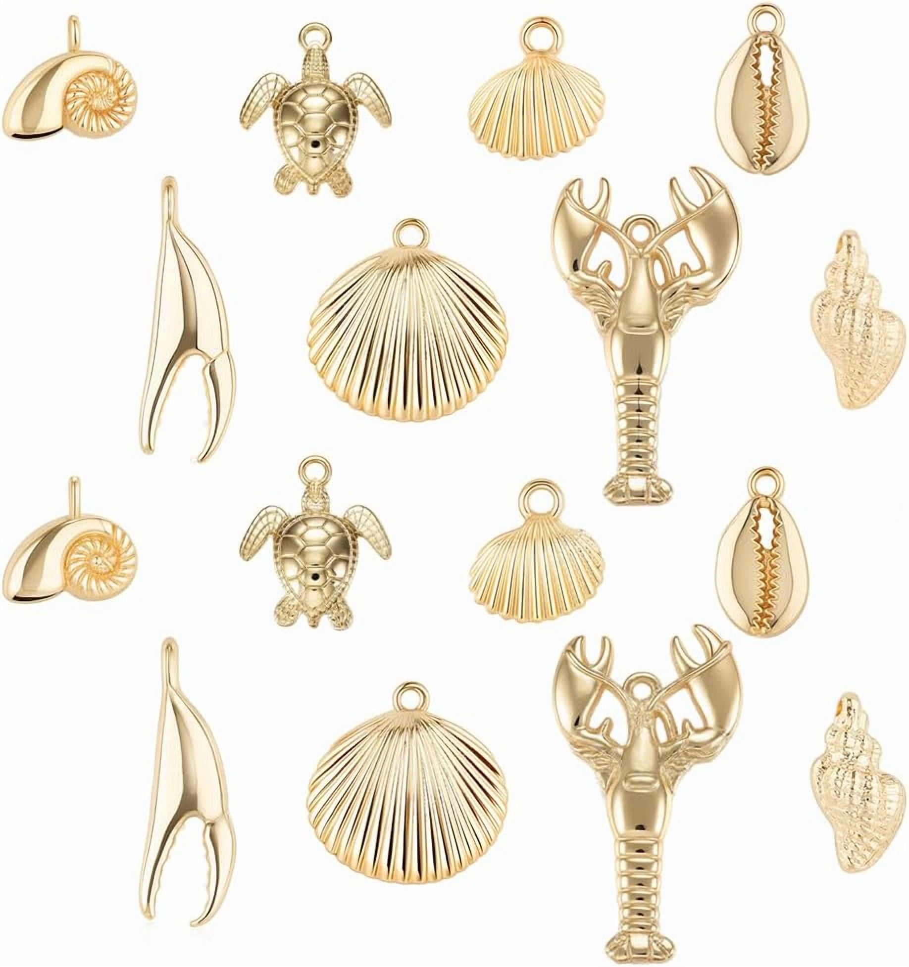 1 Box 54g Real 14K Gold Plated Charms Bulk Gold Summer Ocean Charm ...