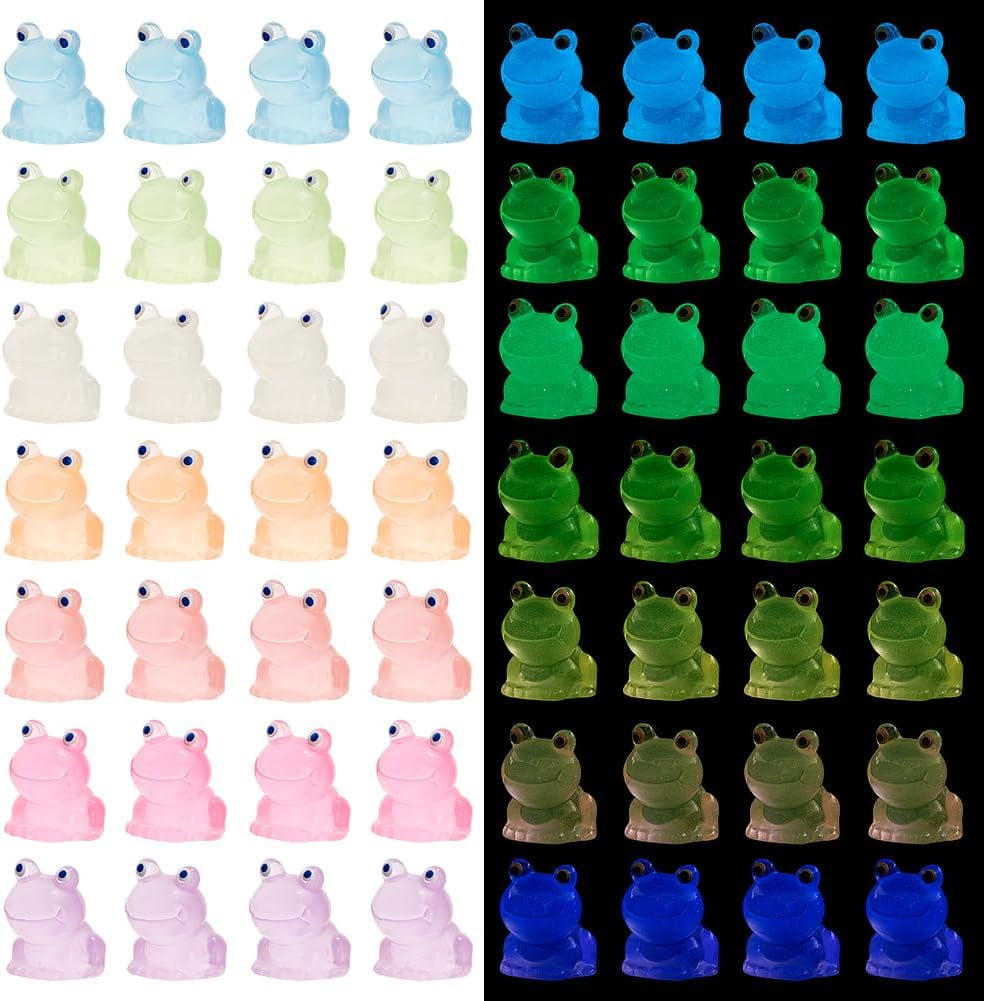 1 Box 56 Pcs Luminous Resin Mini Frogs Mini Frogs Figurines Tiny Frogs ...
