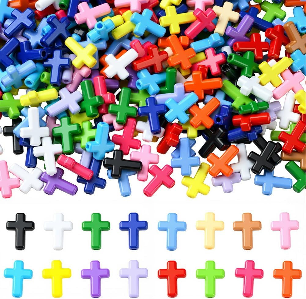 1 Box 560PCS Acrylic Beads 16 Colors Christian Easter Crucifix with ...