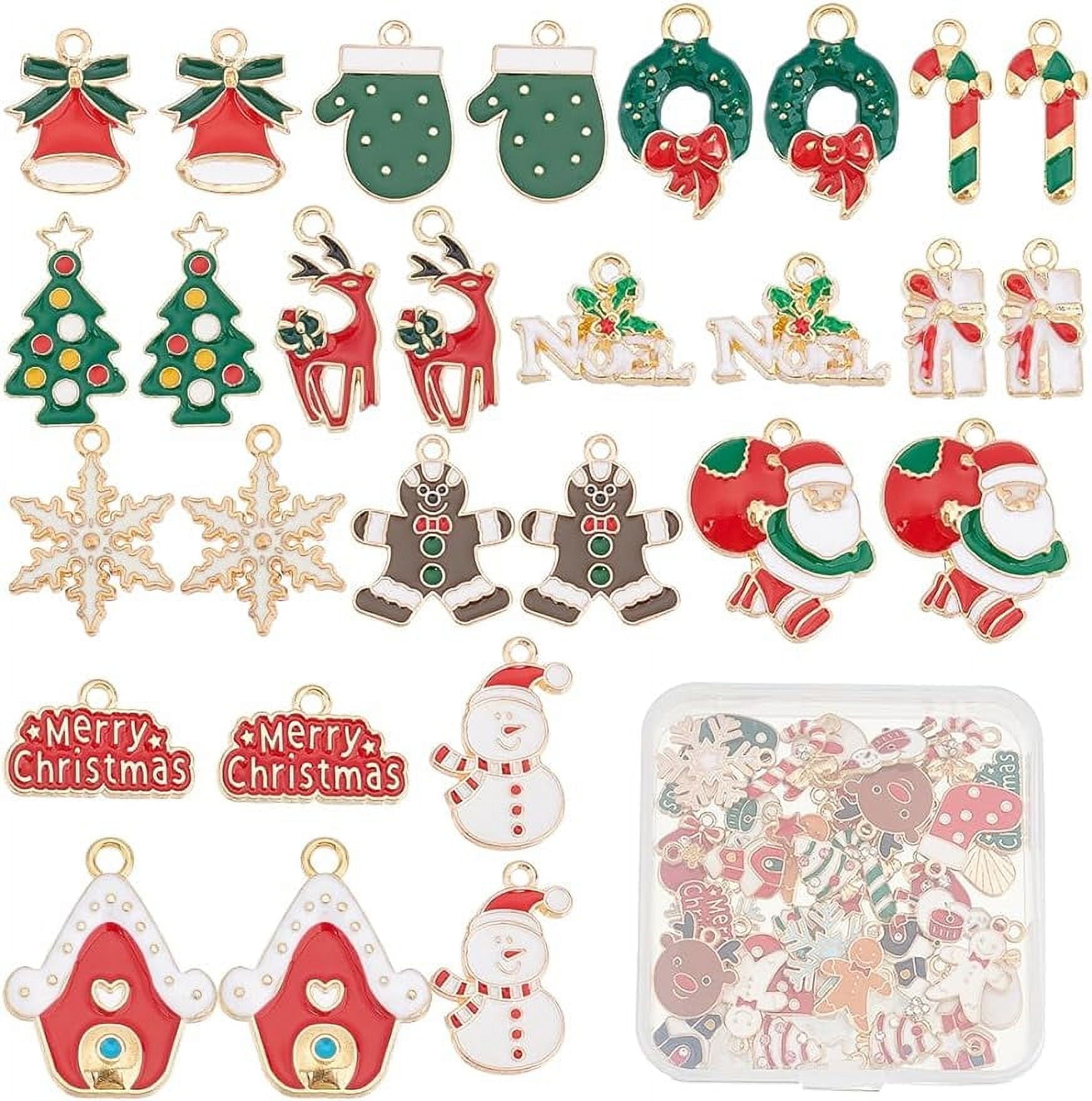 1 Box 56Pcs 14 Styles Christmas Charms Bulk Snowflake Charm Enamel ...