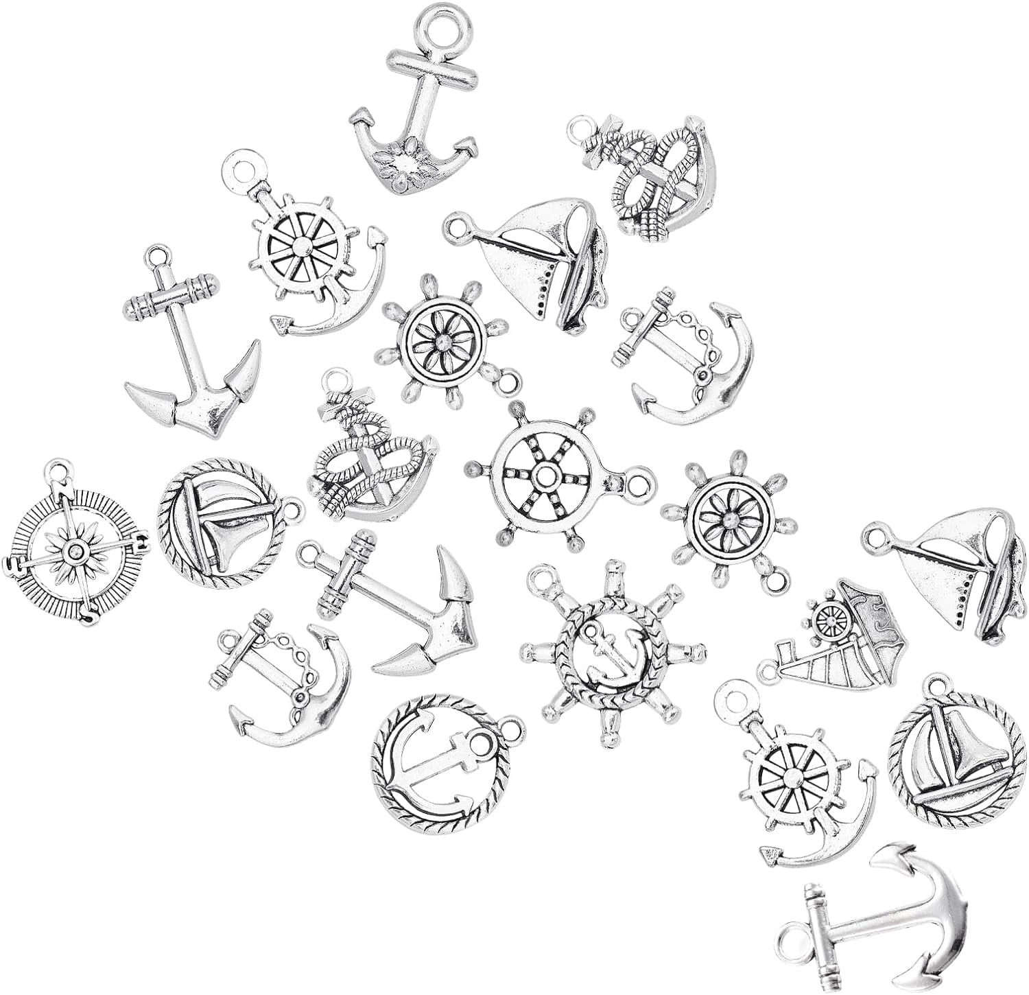 1 Box 56Pcs 14 Styles Navigator Collection - Anchor Wheel Compass ...