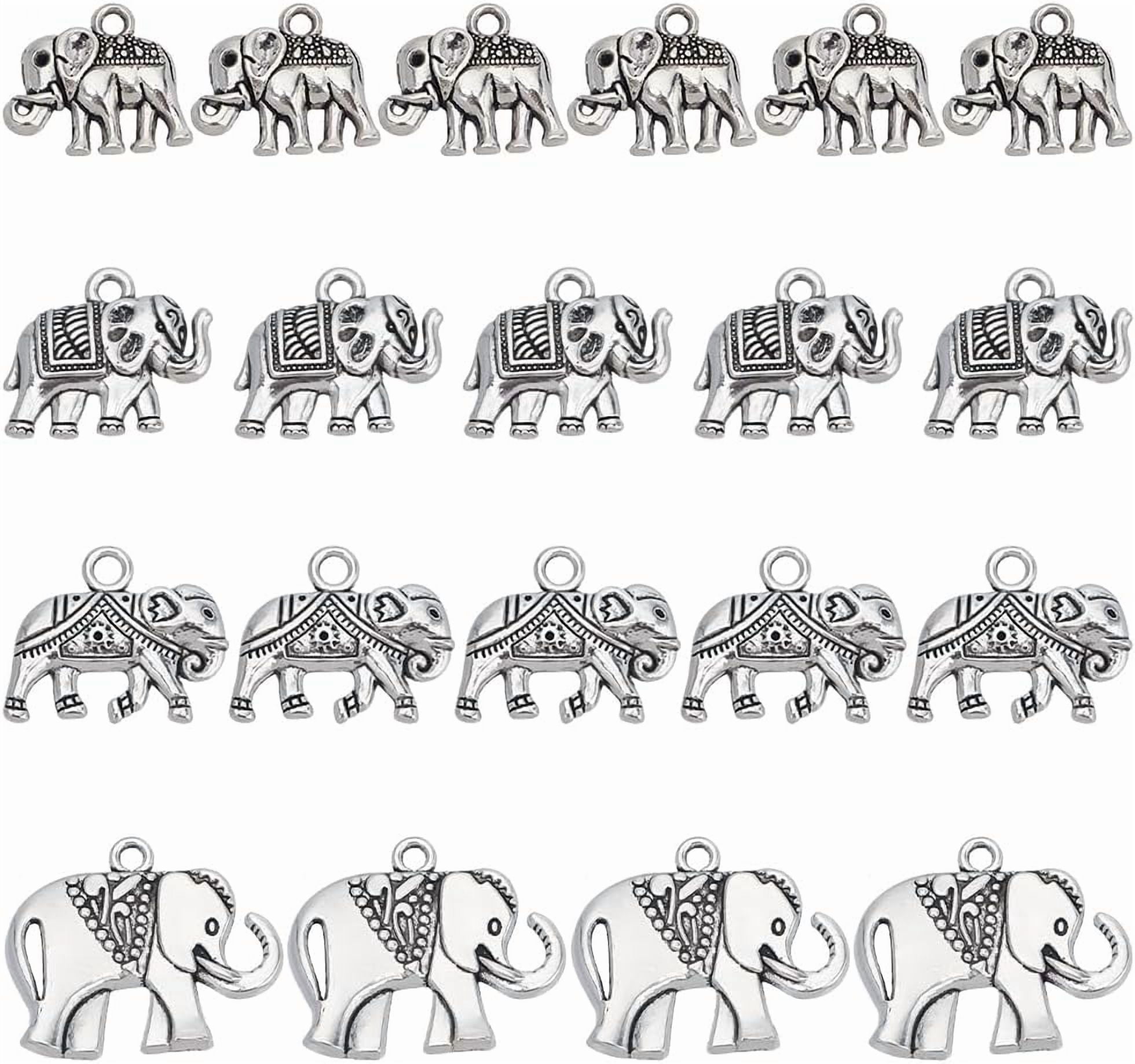 1 Box 56Pcs 4 Styles Elephant Charm Bulk African Elephants Animal ...