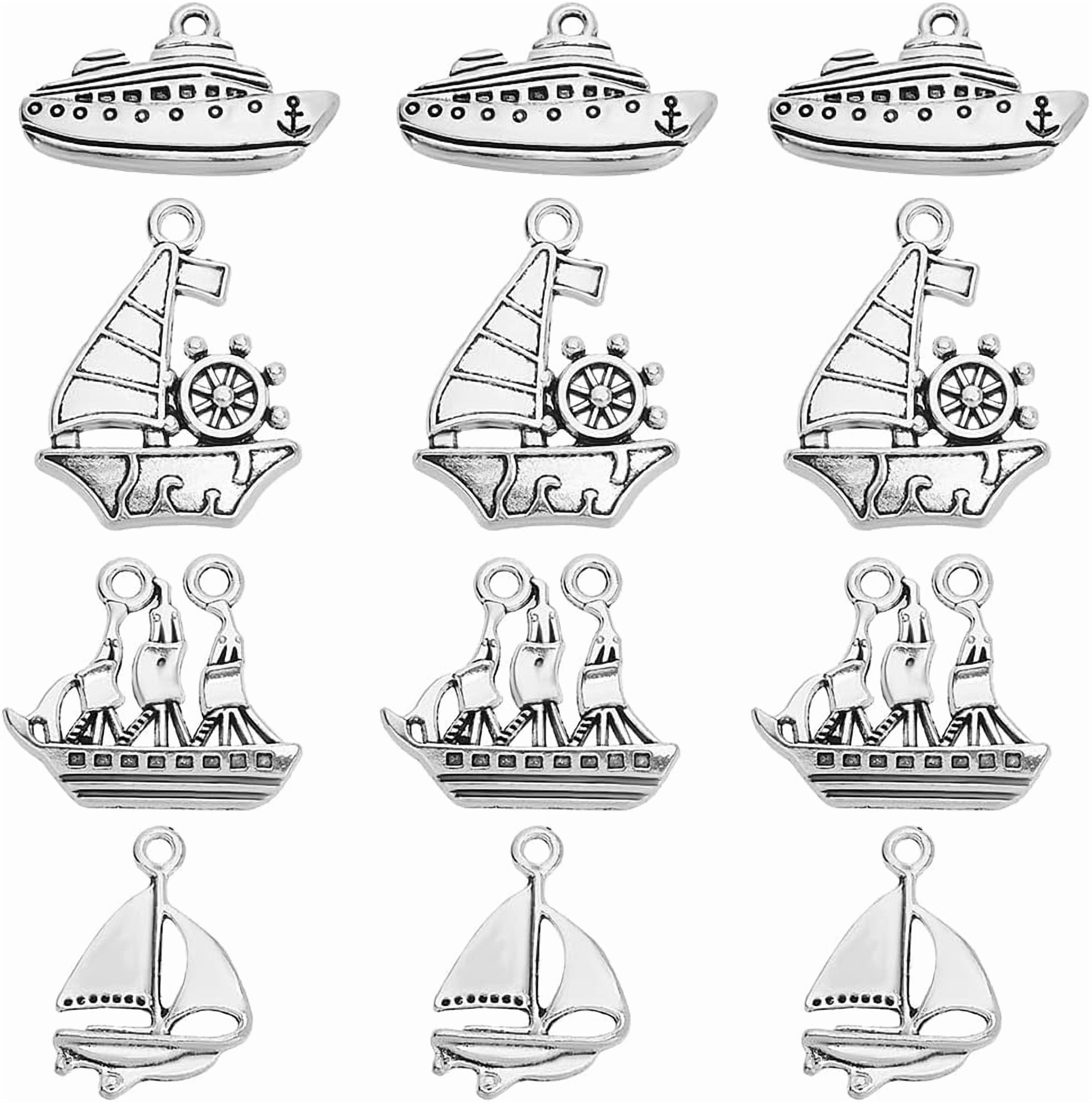 1 Box 56Pcs Boat Charm Bulk: Nautical Themed Jewelry Making Kit - Alloy ...