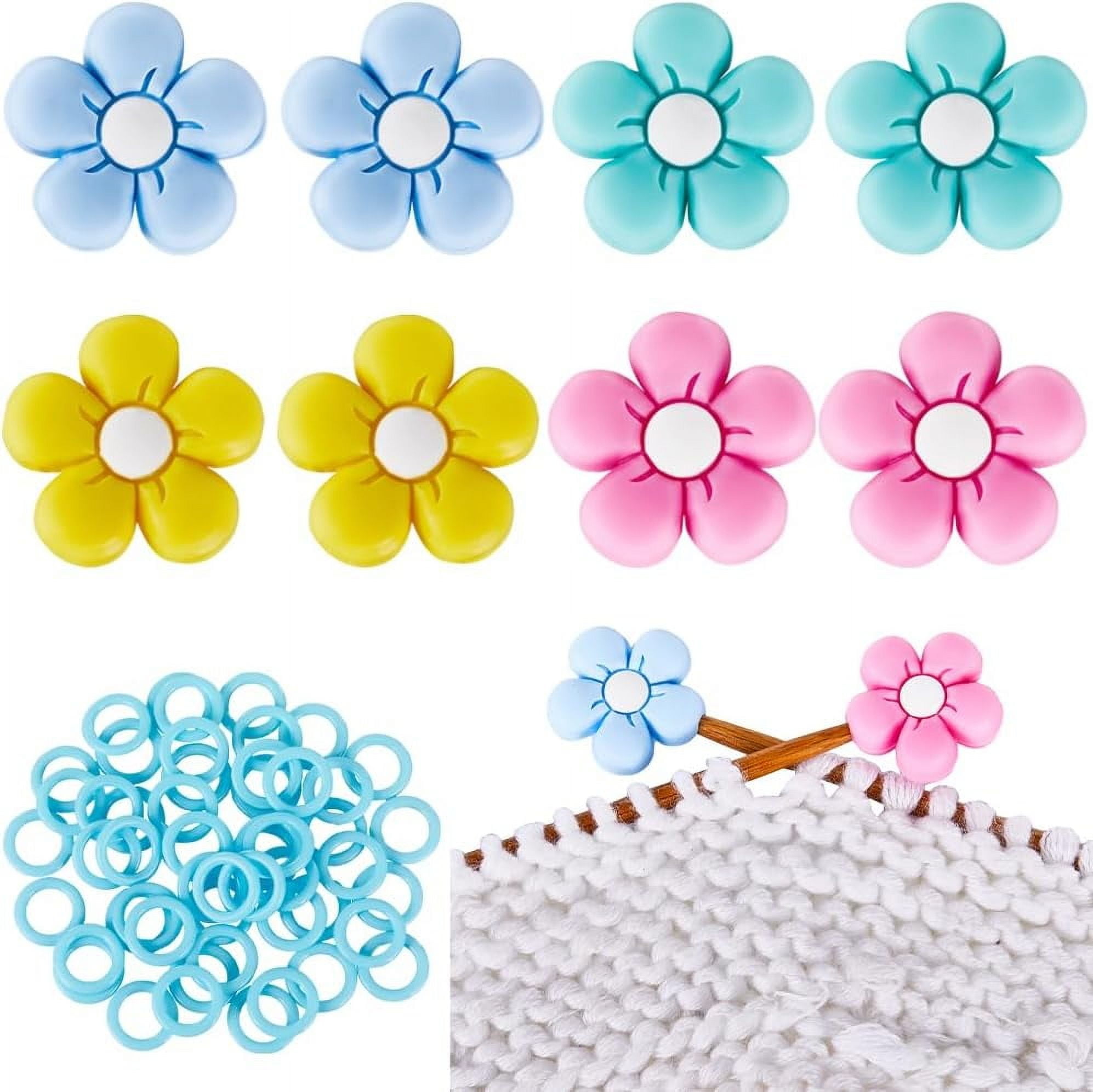 1 Box 58Pcs Flower Knitting Needle Stoppers Cute Knitting Stitch ...