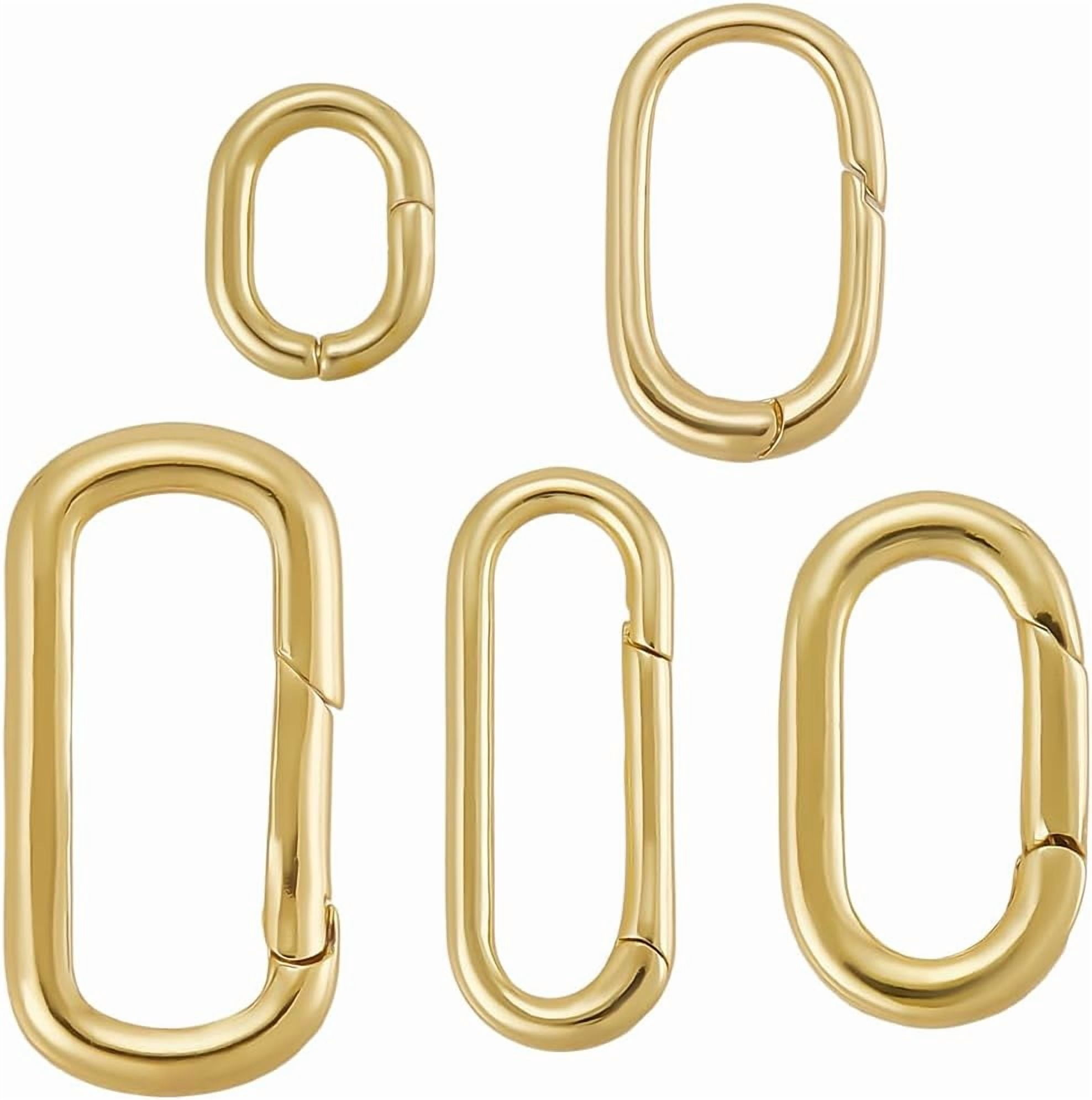1 Box 5Pcs 5 Sizes Real 18K Gold Plated Brass Oval Split Rings Spring ...