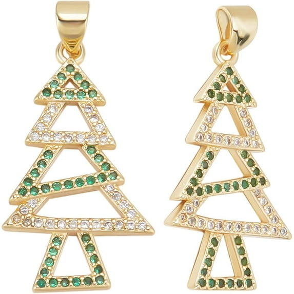 1 Box 5Pcs Christmas Tree Charms 18K Gold Plated Hollow Tree Charms ...