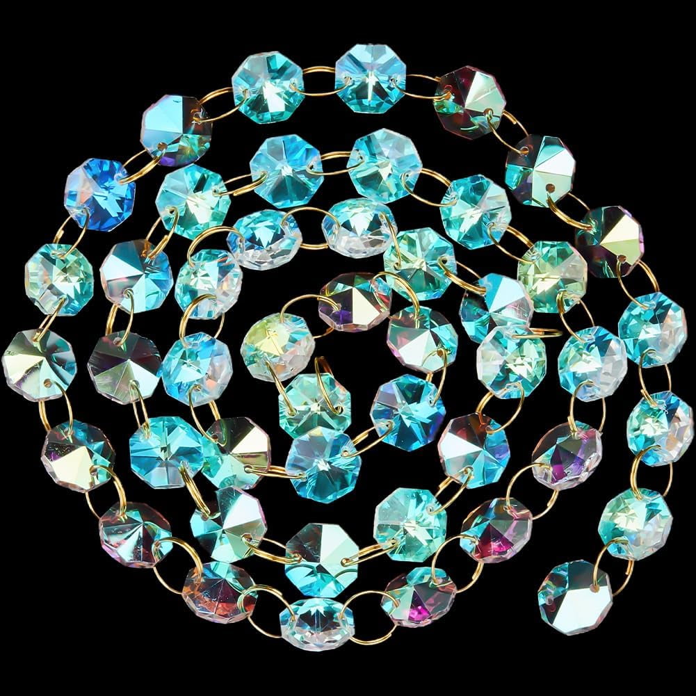 1 Box 6.56 Feet Glass Crystal Hanging Beads 14mm Octagon Chandelier ...