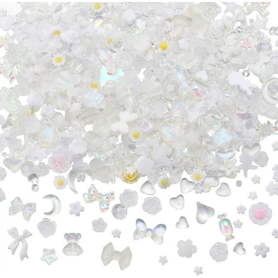 1 Box 6 Bags White Nail Charms Resin Nail Art Charms Nail Art ...