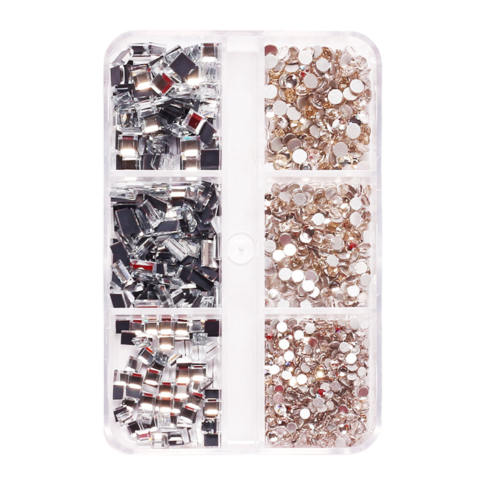1 Box 6 Grid Nail Decorations DIY Nail Art Accessories Flat Bottom 3D ...