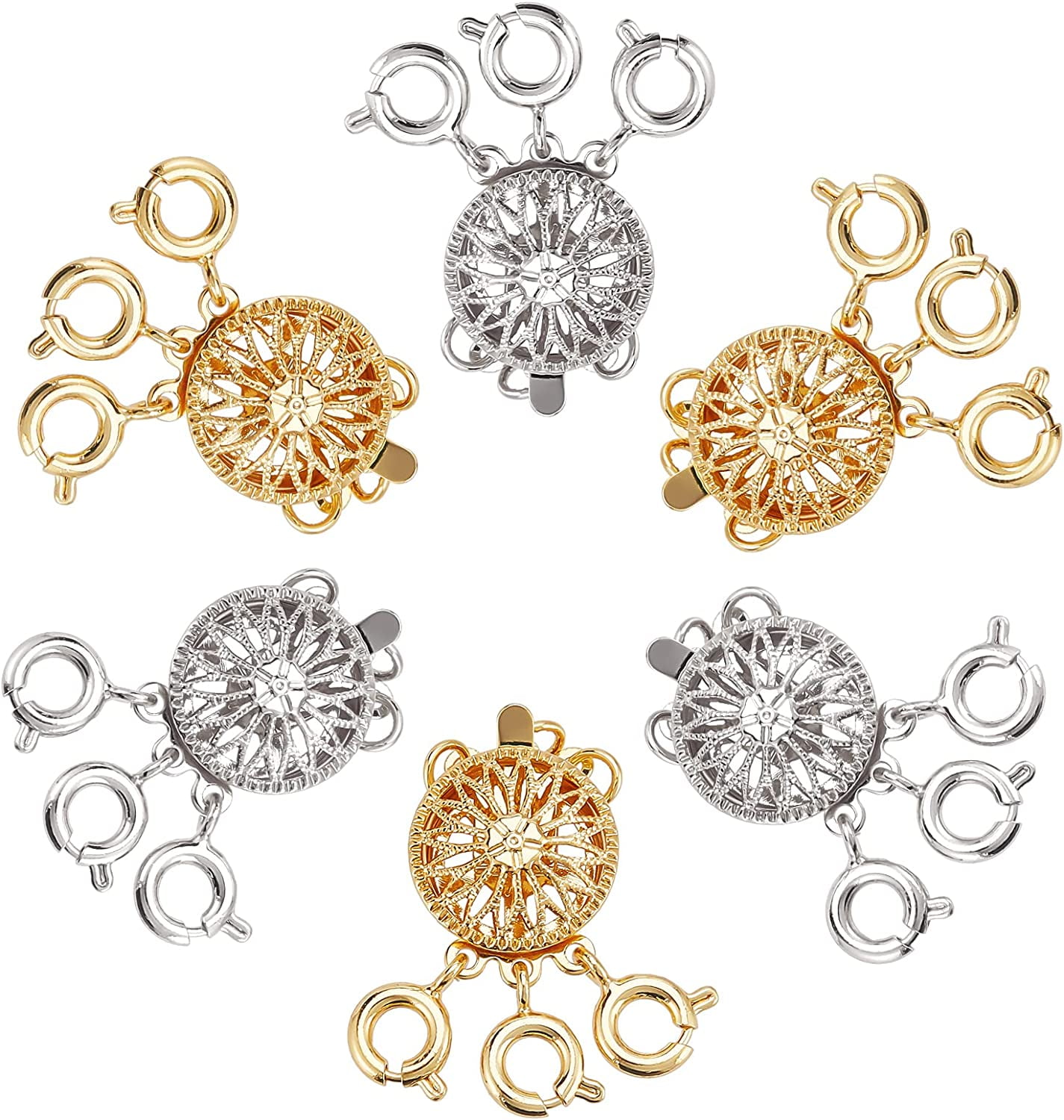 1 Box 6 Sets 2 Colors Necklace Layering Clasps Multi Strand Necklace ...