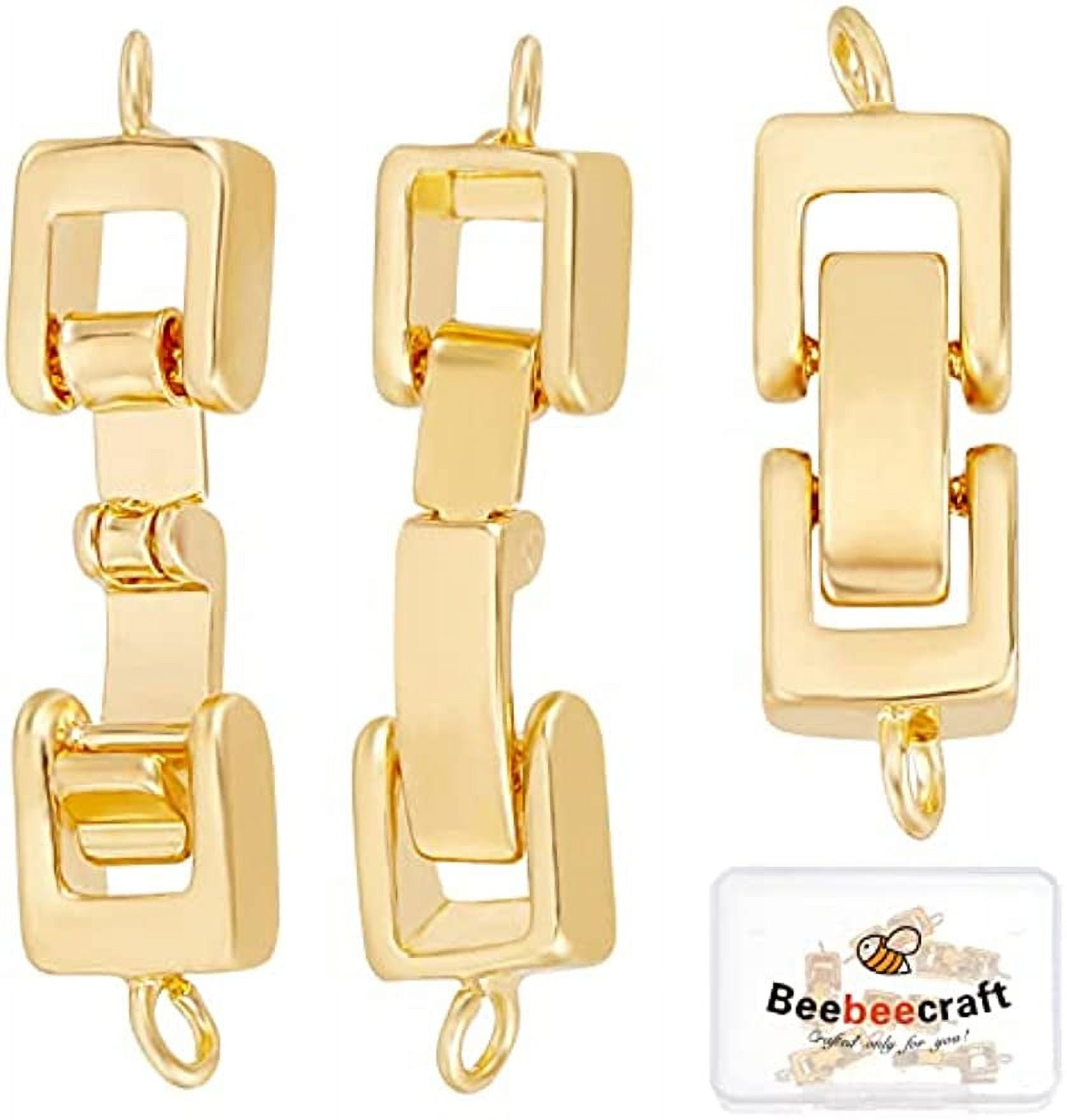 1 Box 6 Sets Brass Fold Over Clasps Bracelet Jewelry Extender Golden ...