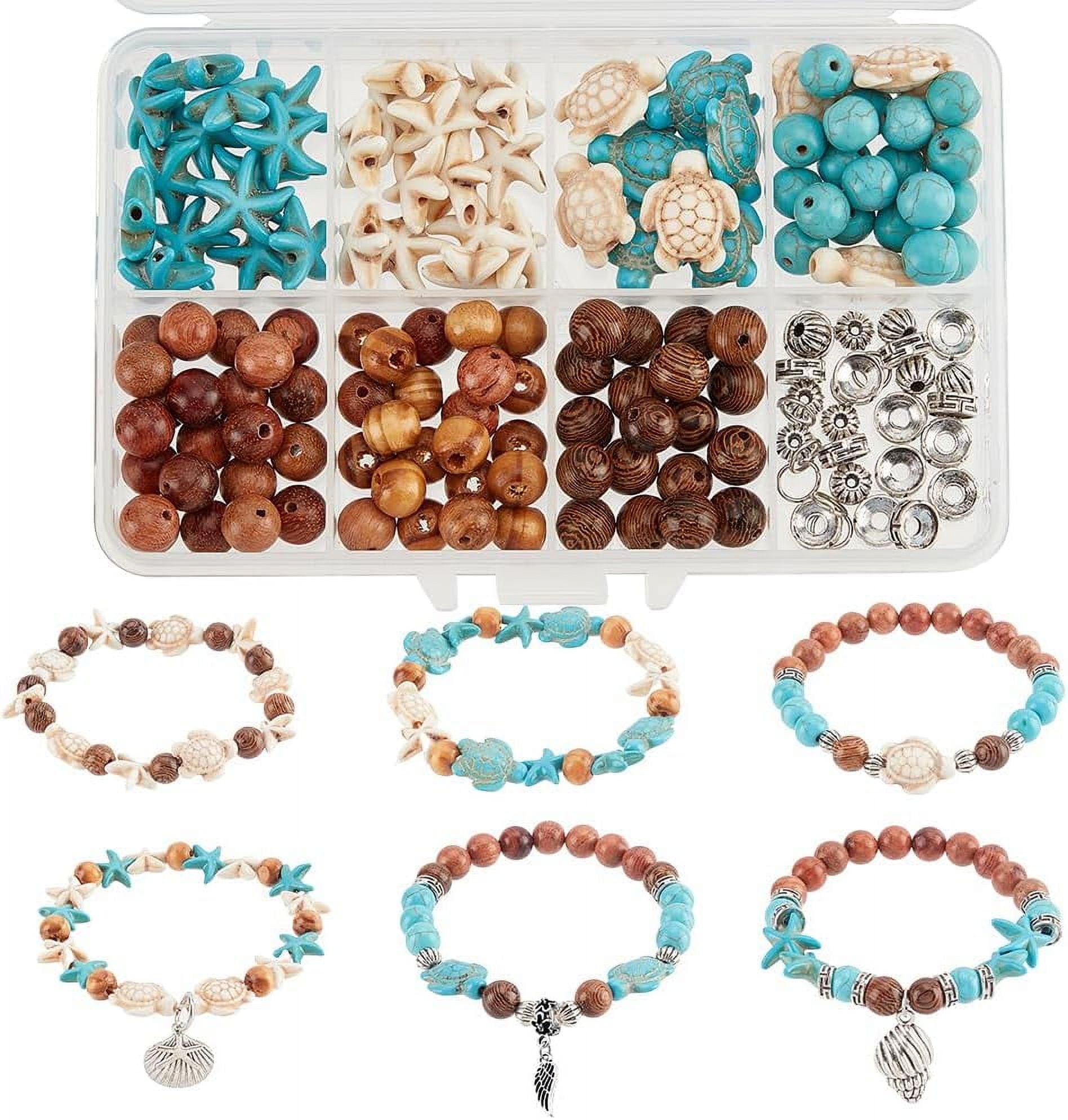 1 Box 6 Sets Ocean Bracelet Making Kit Sea Turtle Beads Turtle Charm ...