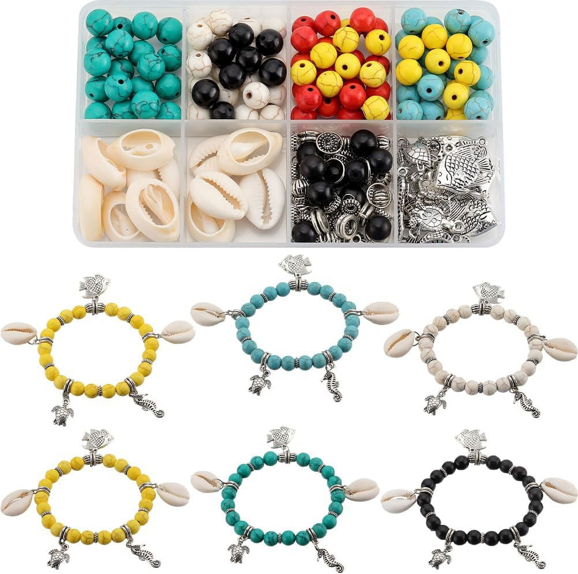 1 Box 6 Sets Summer Ocean Bracelet Making Kit Lucky Turquoise Beads Sea ...
