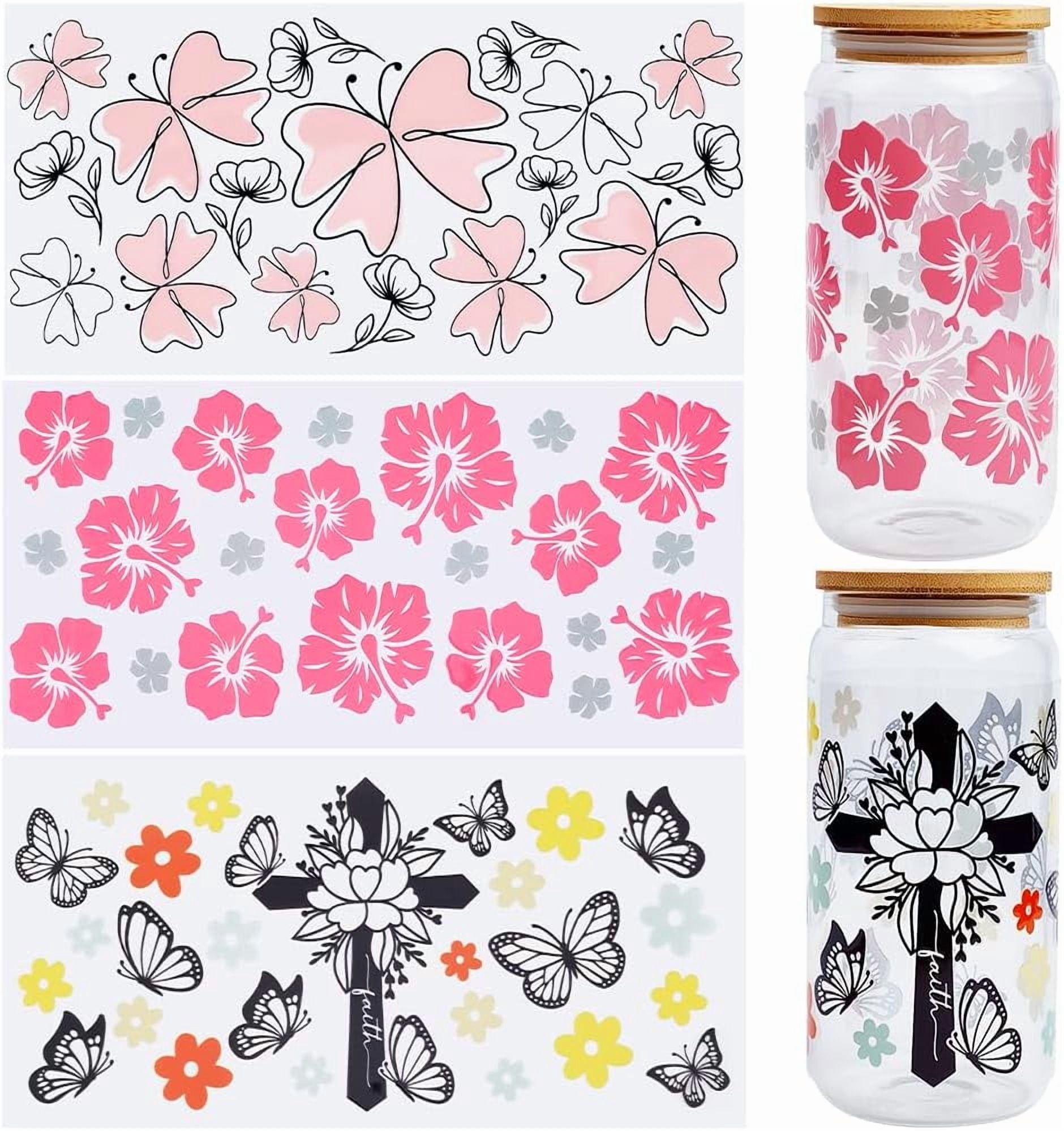 1 Box 6 Sheet 3 Styles UV TDF Cup Wrap Bulk Transfer Cup Wraps Cute ...