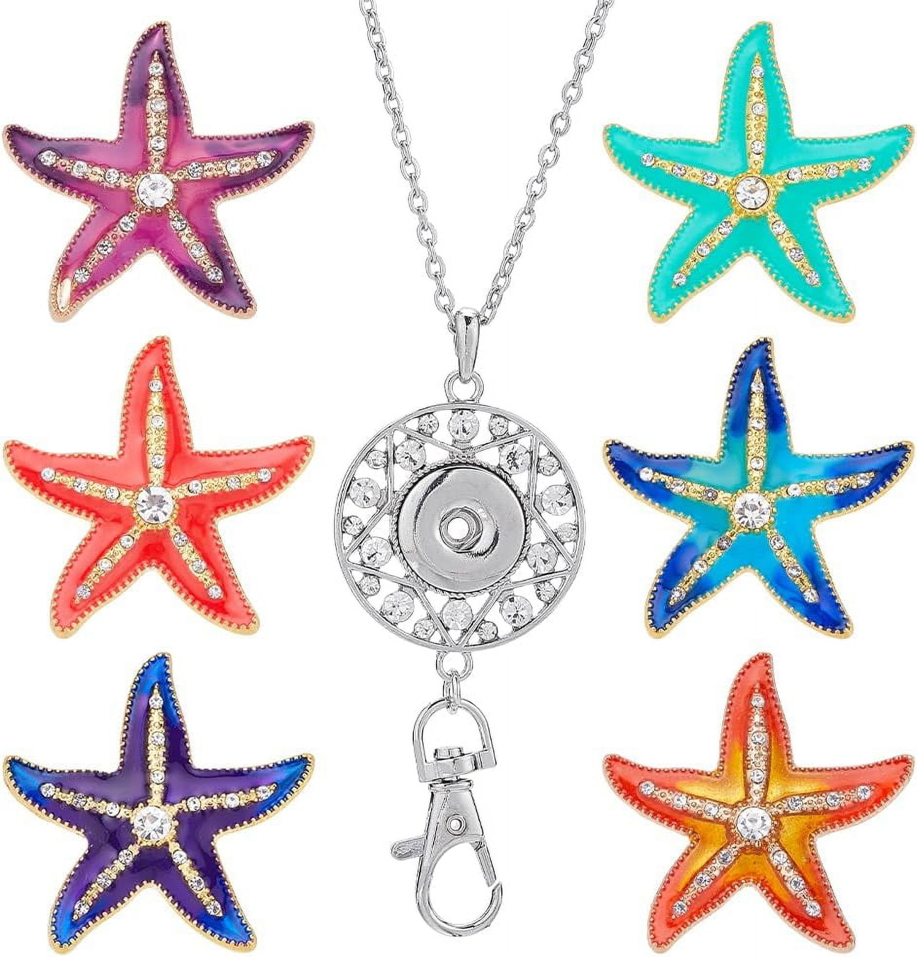 1 Box 6 Style ID Badge Lanyard Cute Women Badge Holder Enamel Starfish ...