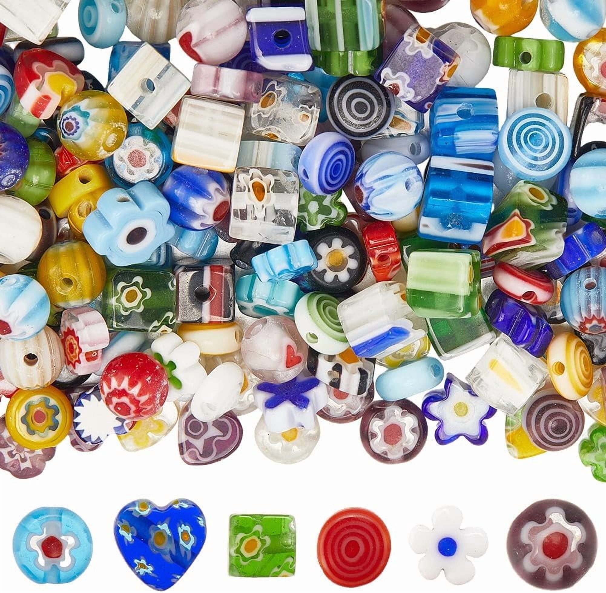 1 Box 6 Styles 180PCS Mixed Millefiori Handmade Lampwork Glass Beads ...