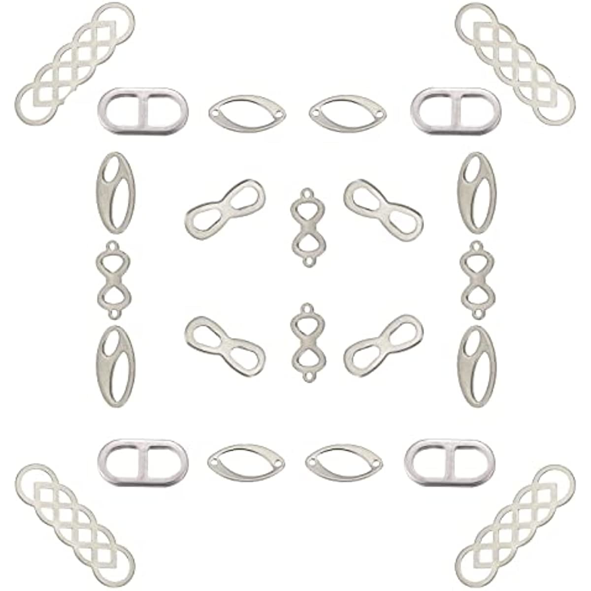 1 Box 6 Styles 24Pcs Stainless Steel Linking Charms Infinity Link ...