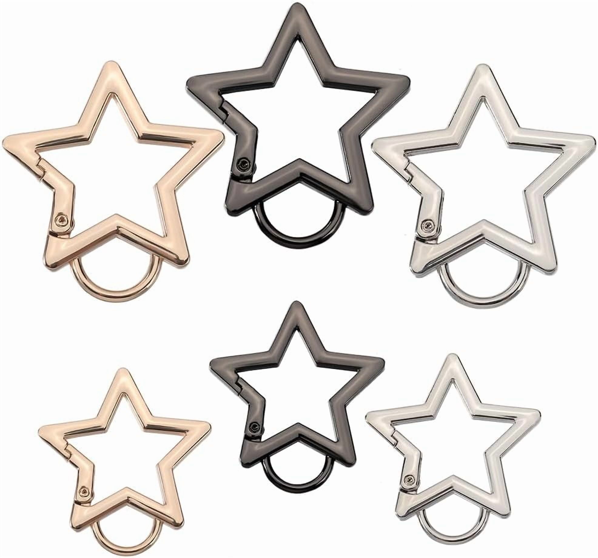 1 Box 6 Styles Star Keychain Clip Alloy Pentagram Shaped Carabiner ...