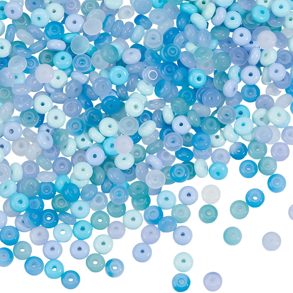 1 Box 600PCS Blue Rondelle Beads with Hole Glass Abacus Disk Imitation ...