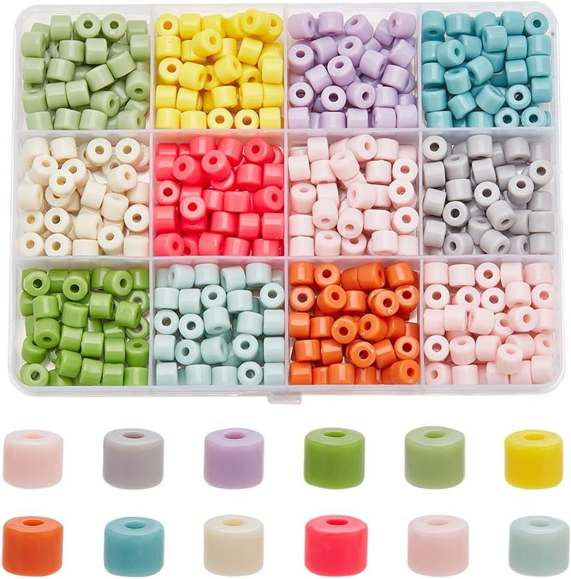 1 Box 600Pcs 12 Colors Acrylic Pony Beads Bulk 6mm Plastic Round Bead ...