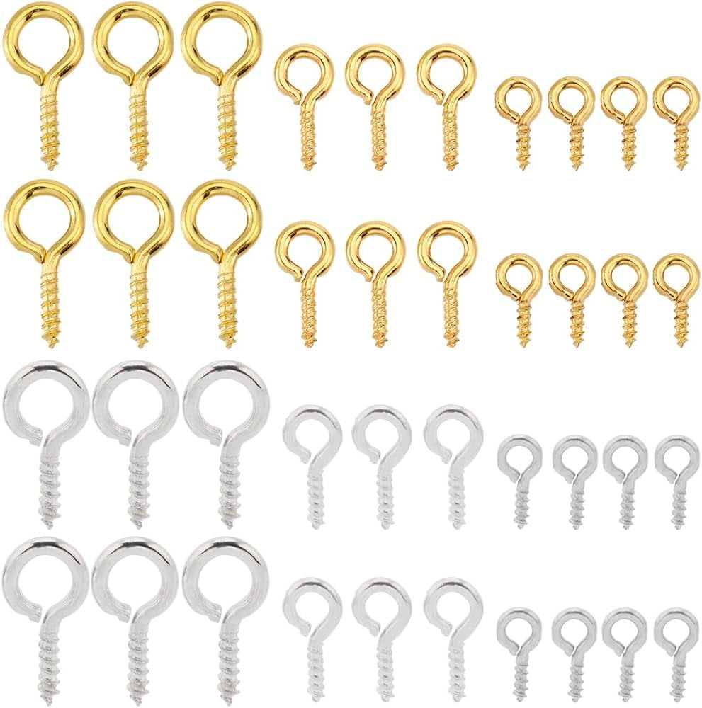 1 Box 600Pcs 6 Styles Small Eye Pins Screw Eye Hooks Bulk Iron ...