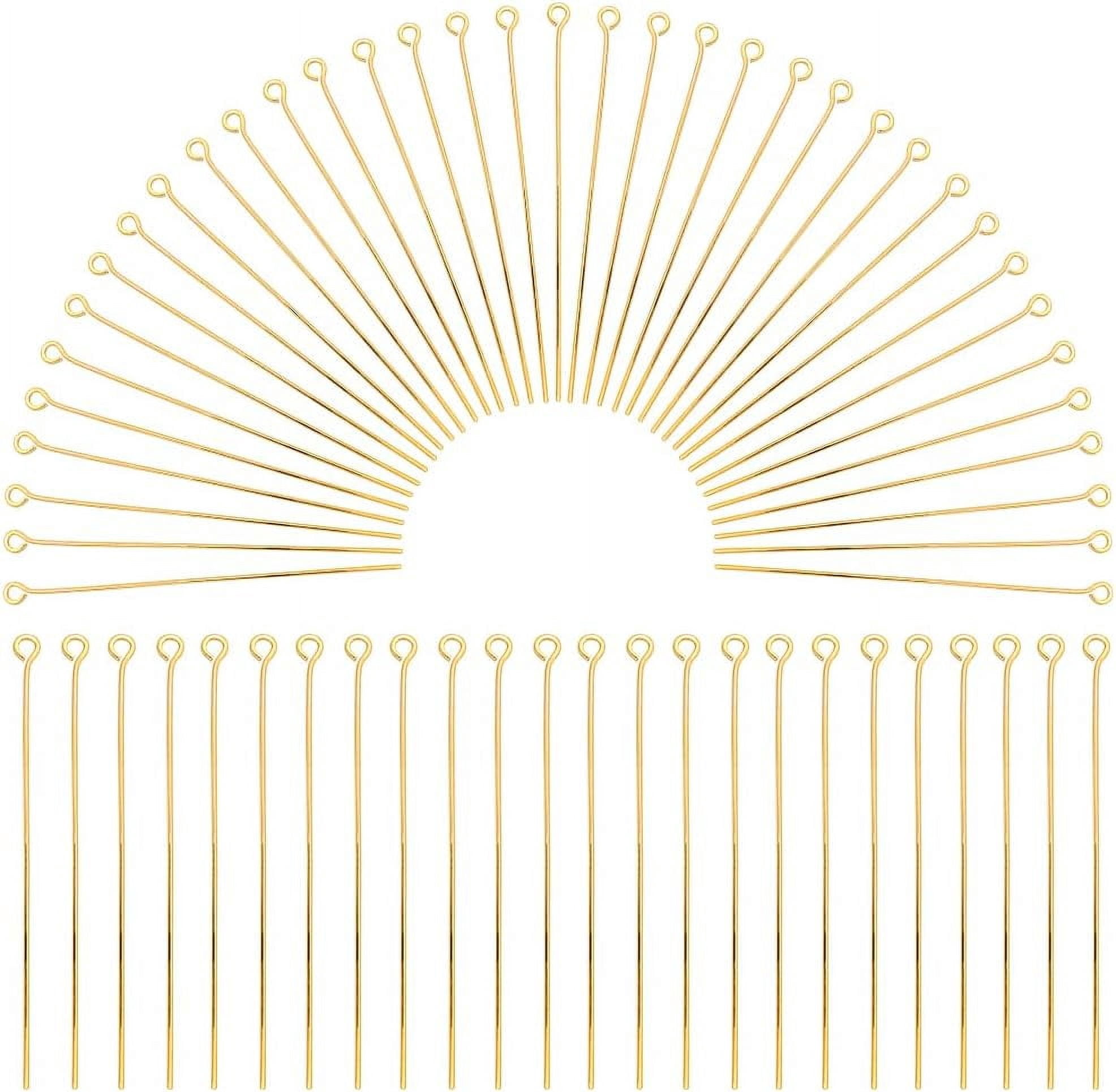 1 Box 600Pcs Craft Head Pins Long Earring Pins Gold Brass ...