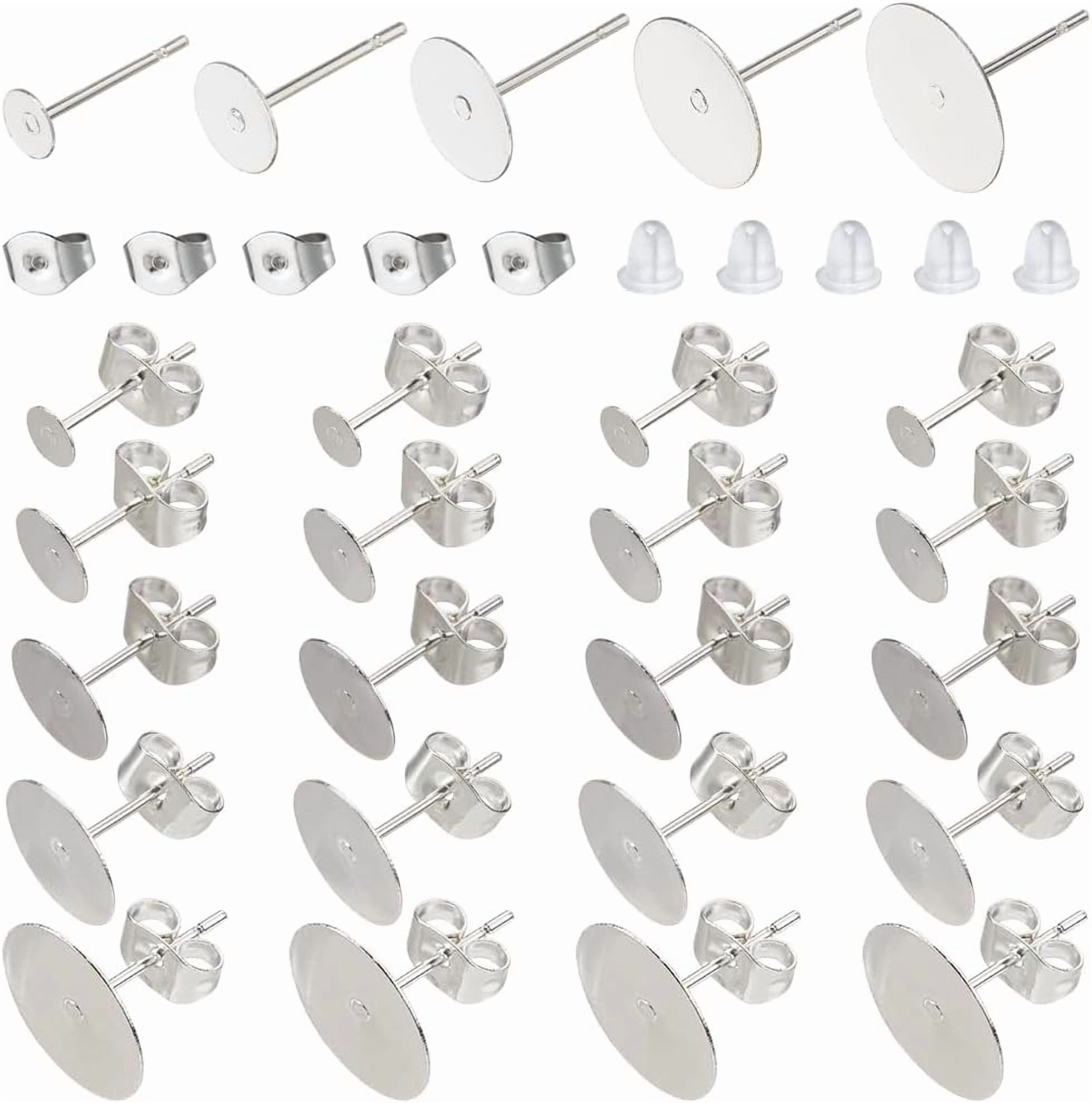 1 Box 600Pcs Earring Making Kit Posts Flat Round Studs Silver Plated ...