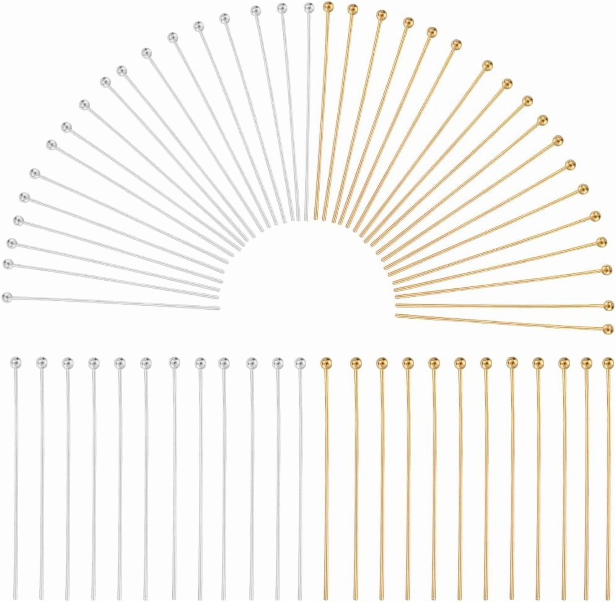 1 Box 600Pcs Gold Earring Pins Silver Head Pin Jewelry Brass Small ...