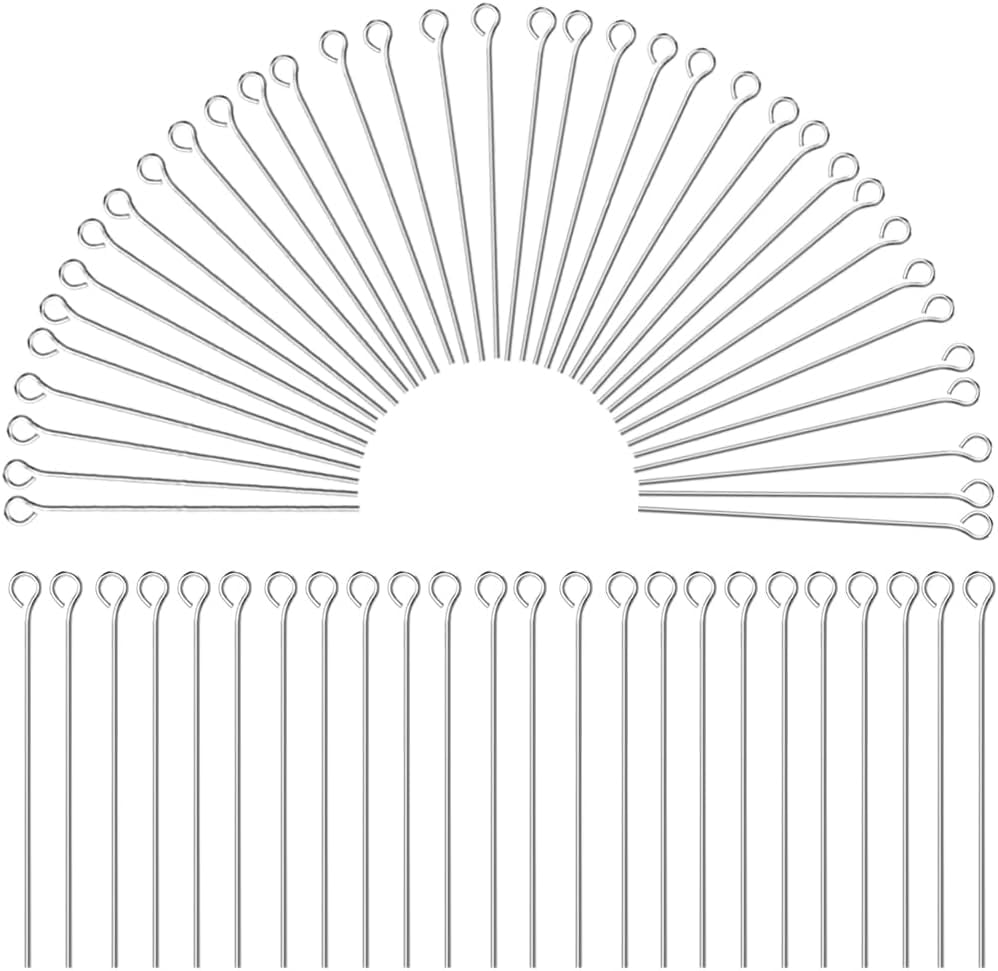 1 Box 600Pcs Jewelry Eye pins 50mm 304 Stainless Steel Eye Pin Earring ...