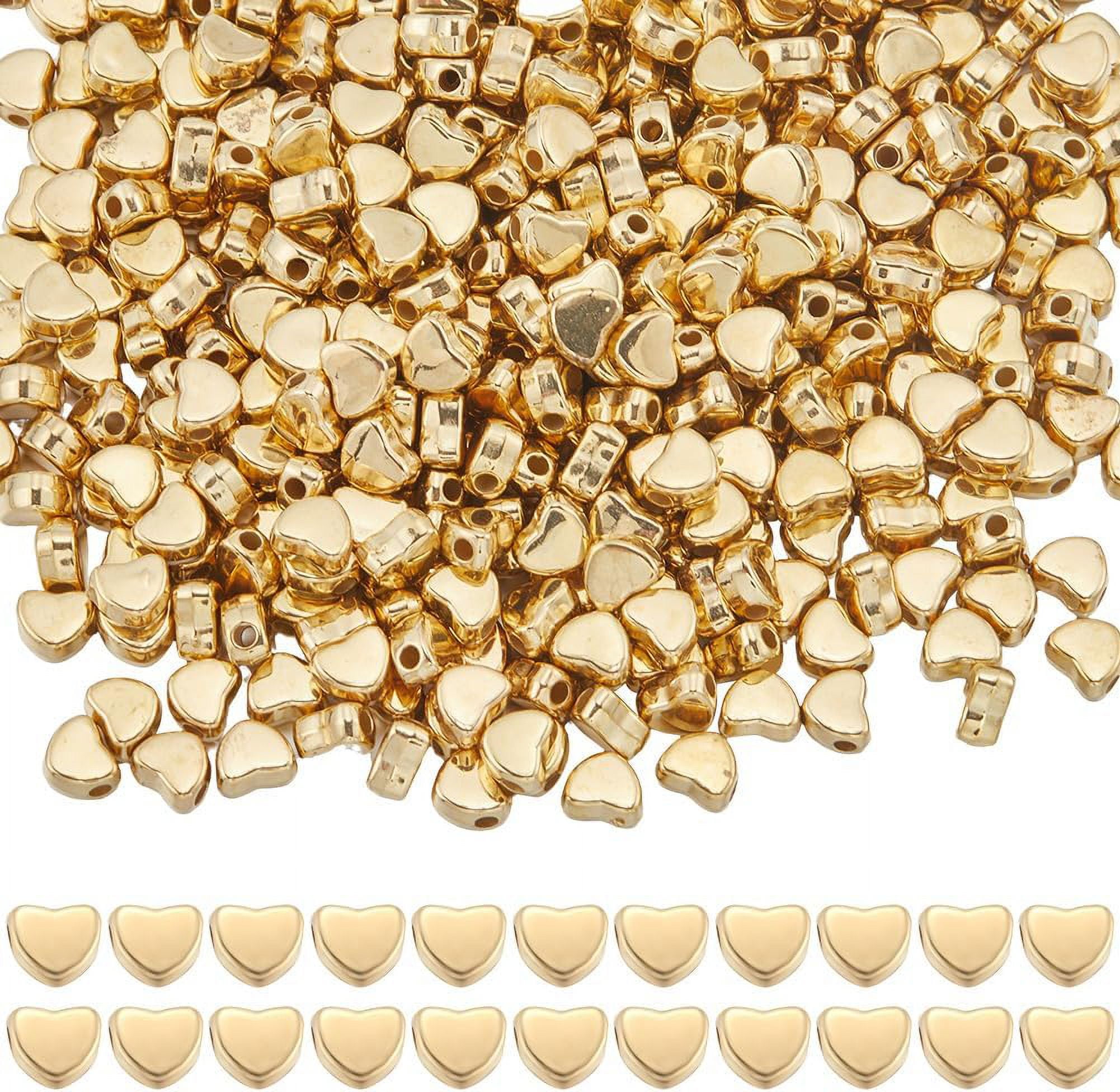 1 Box 600Pcs Love Heart Spacer Beads Gold Hearts Bead Bulk Plastic ...