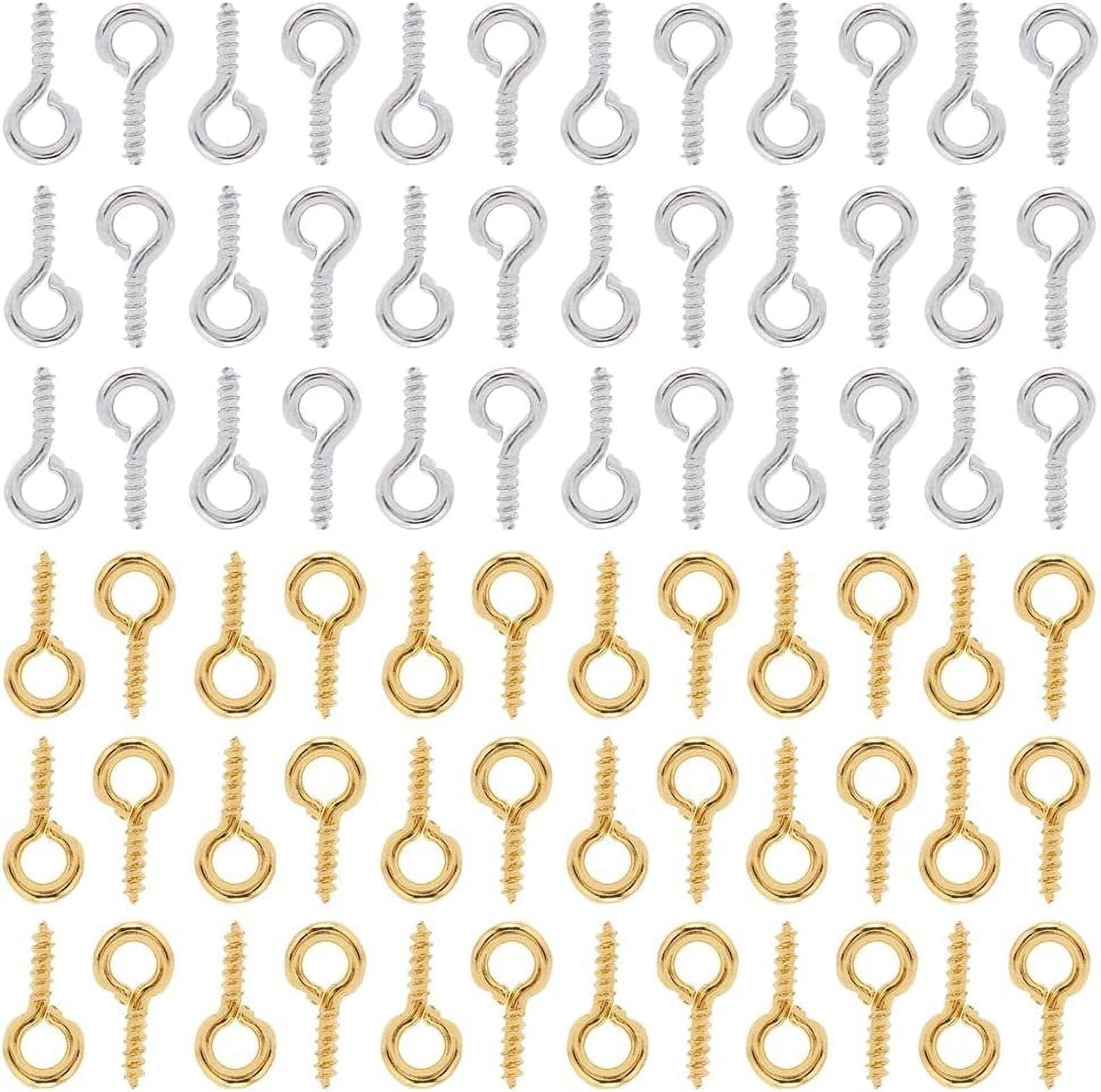 1 Box 600Pcs Silver Eye Hook Small Eyelets Screws Gold Iron ...