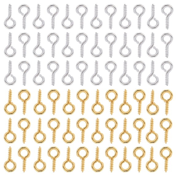 1 Box 600Pcs Silver Eye Hook Small Eyelets Screws Gold Iron ...
