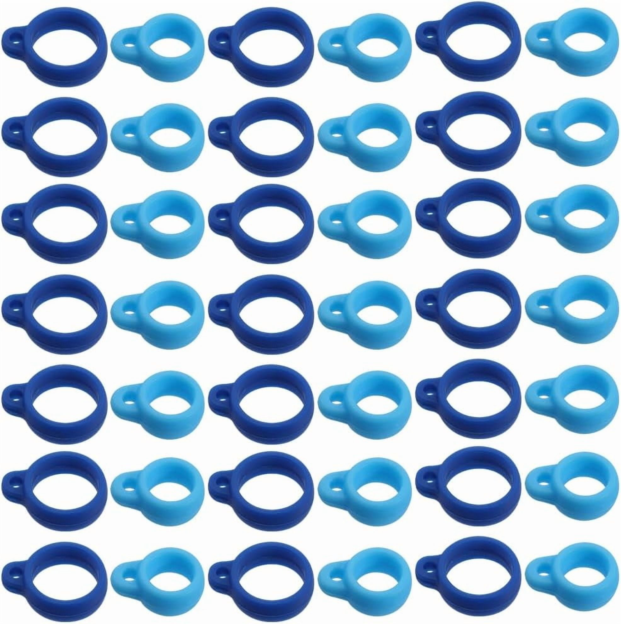 1 Box 60PCS 2 Sizes Anti-Lost Silicone Rubber Rings Blue Holder ...