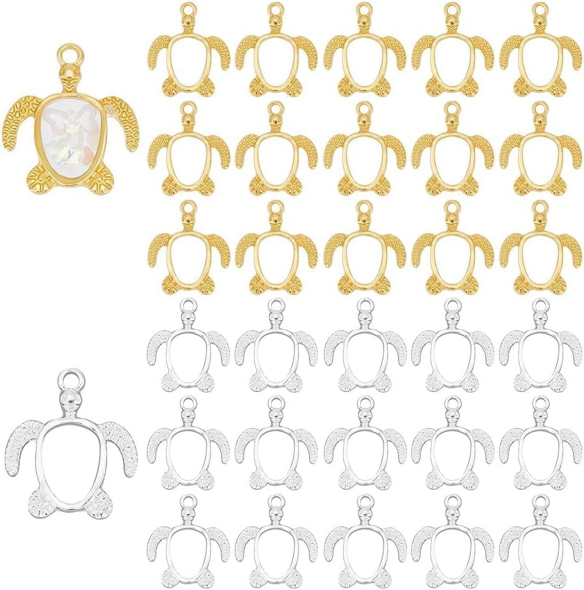 1 Box 60PCS Turtle Tortoise Open Back Bezel Pendants Metal Turtle ...