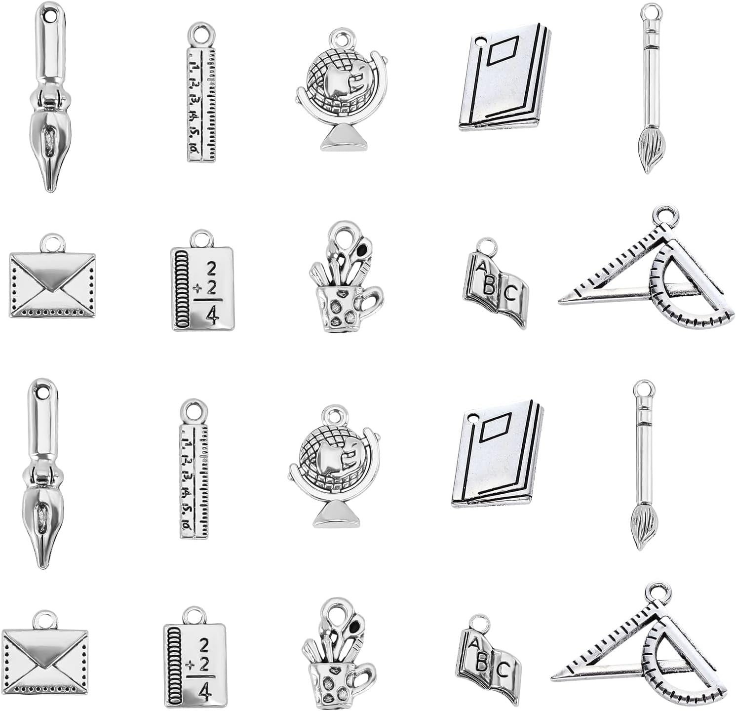 1 Box 60Pcs 10 Styles School Teacher Charms Tibetan Style Alloy Book ...