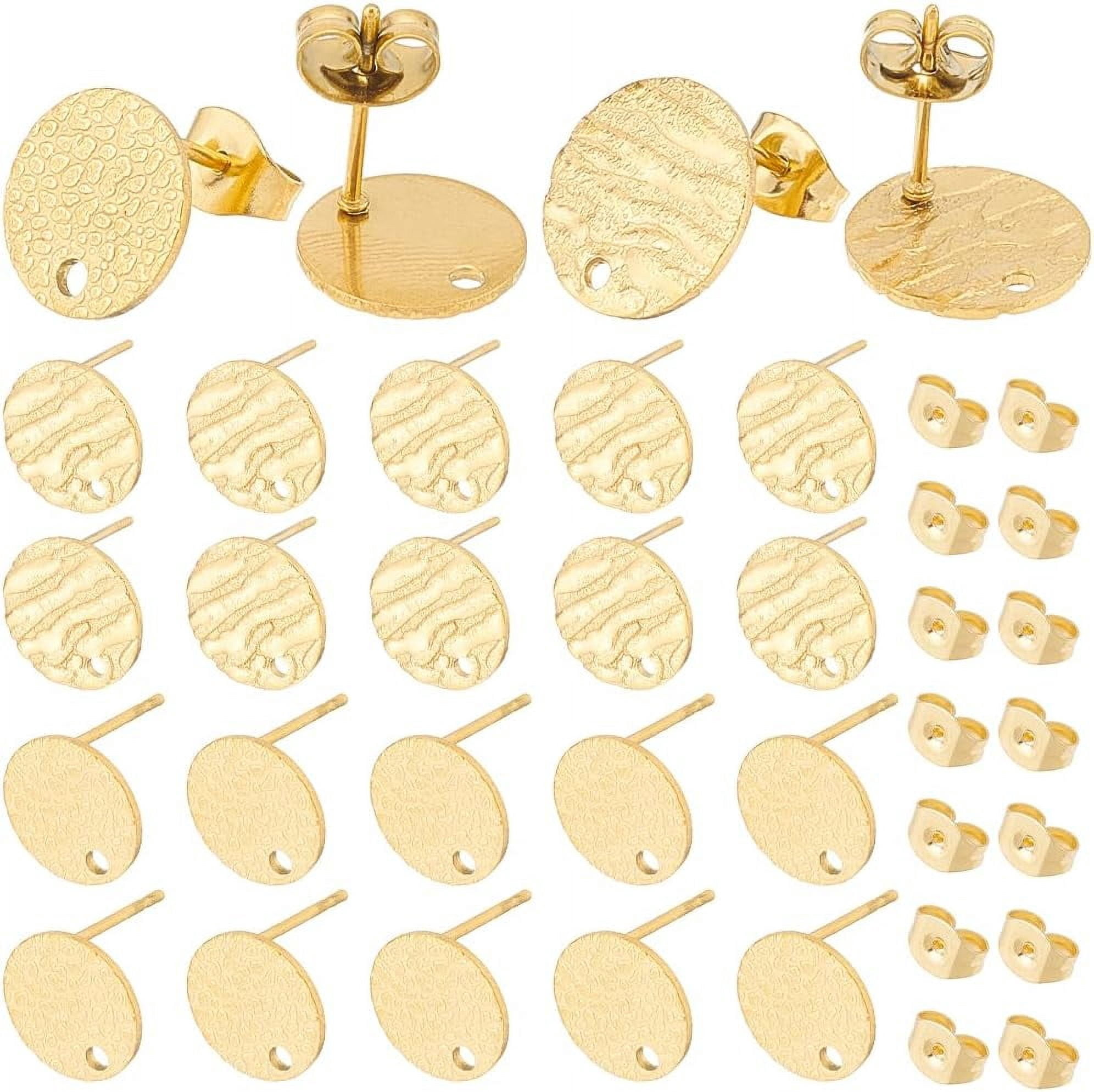 1 Box 60Pcs 2 Style Stainless Steel Earring Posts Gold Earring Studs ...