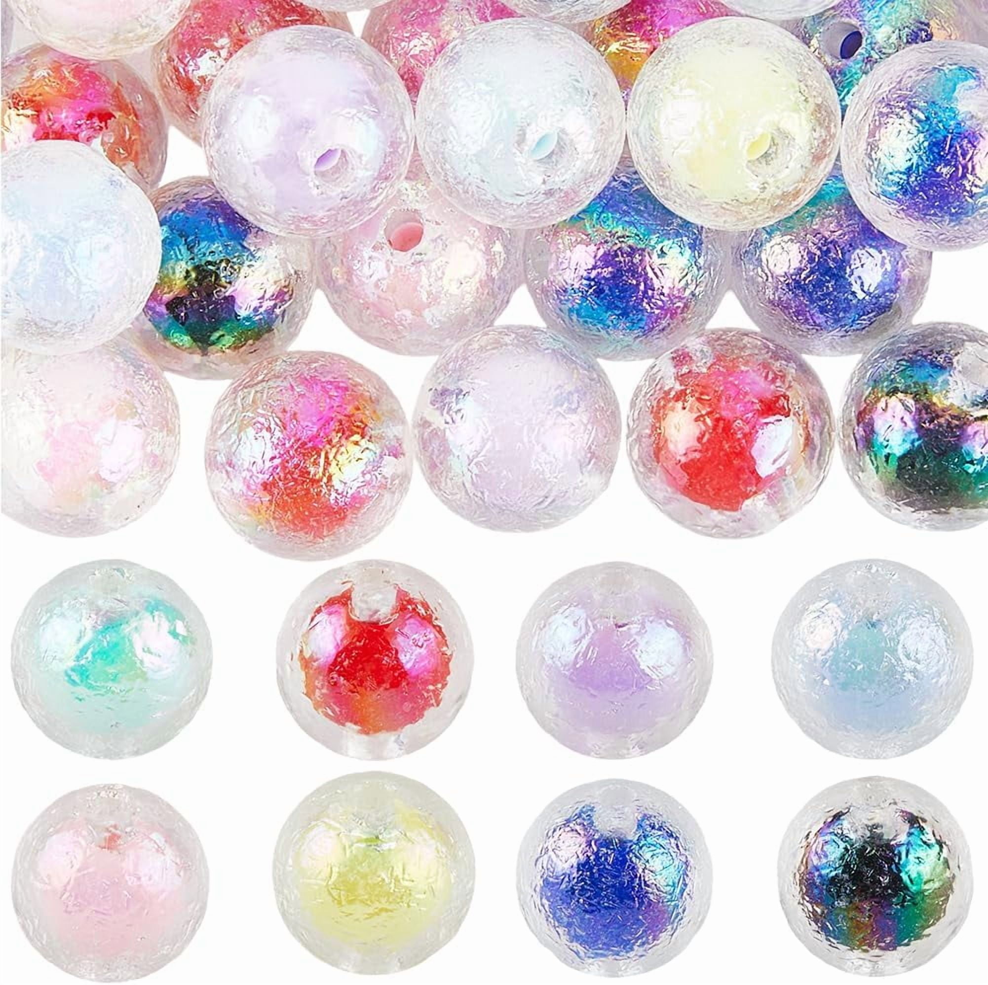 1 Box 60Pcs 20MM Shiny Beads Acrylic Pen Beads Plastic Round Ball Sweet ...