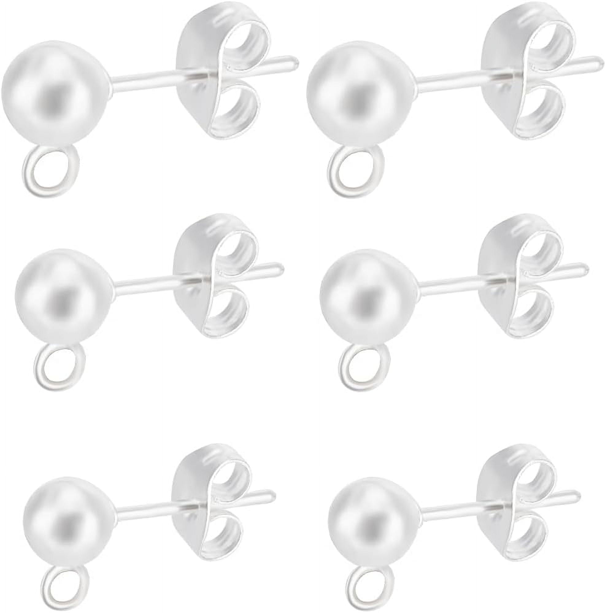 1 Box 60Pcs 3/4/5mm Ball Stud Earring Findings Stainless Steel Smooth ...