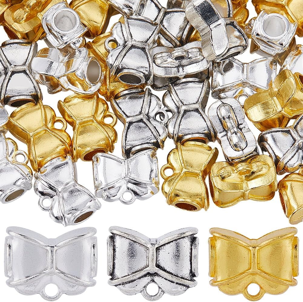 1 Box 60Pcs 3 Colors Bail Tube Bead Spacer Bail Bead Connectors Gold ...