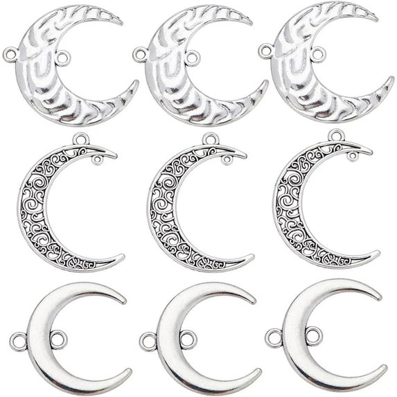 1 Box 60Pcs 3 Styles Silver Moon Charm Connectors Crescent Connector ...