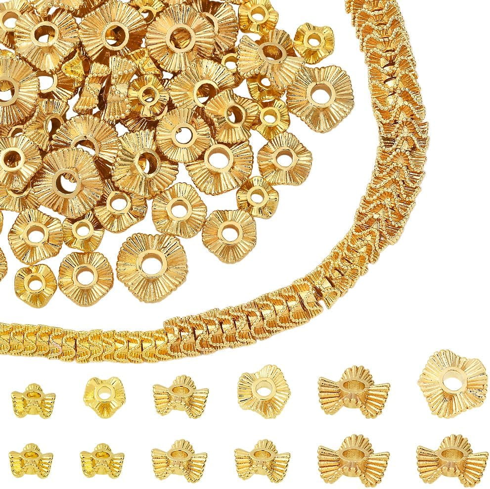 1 Box 60Pcs 3 Styles Wavy Spacer Beads 6/8/10mm 18K Gold Plated Brass ...
