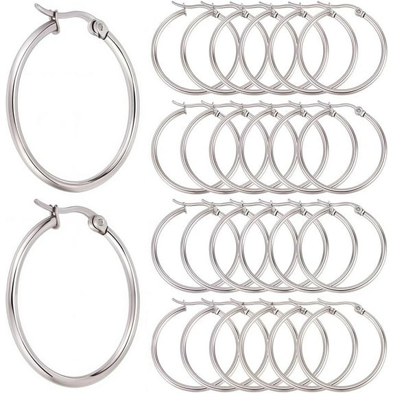 1 Box 60Pcs 30mm Hoop Earring Findings Stainless Steel Earring Beading ...