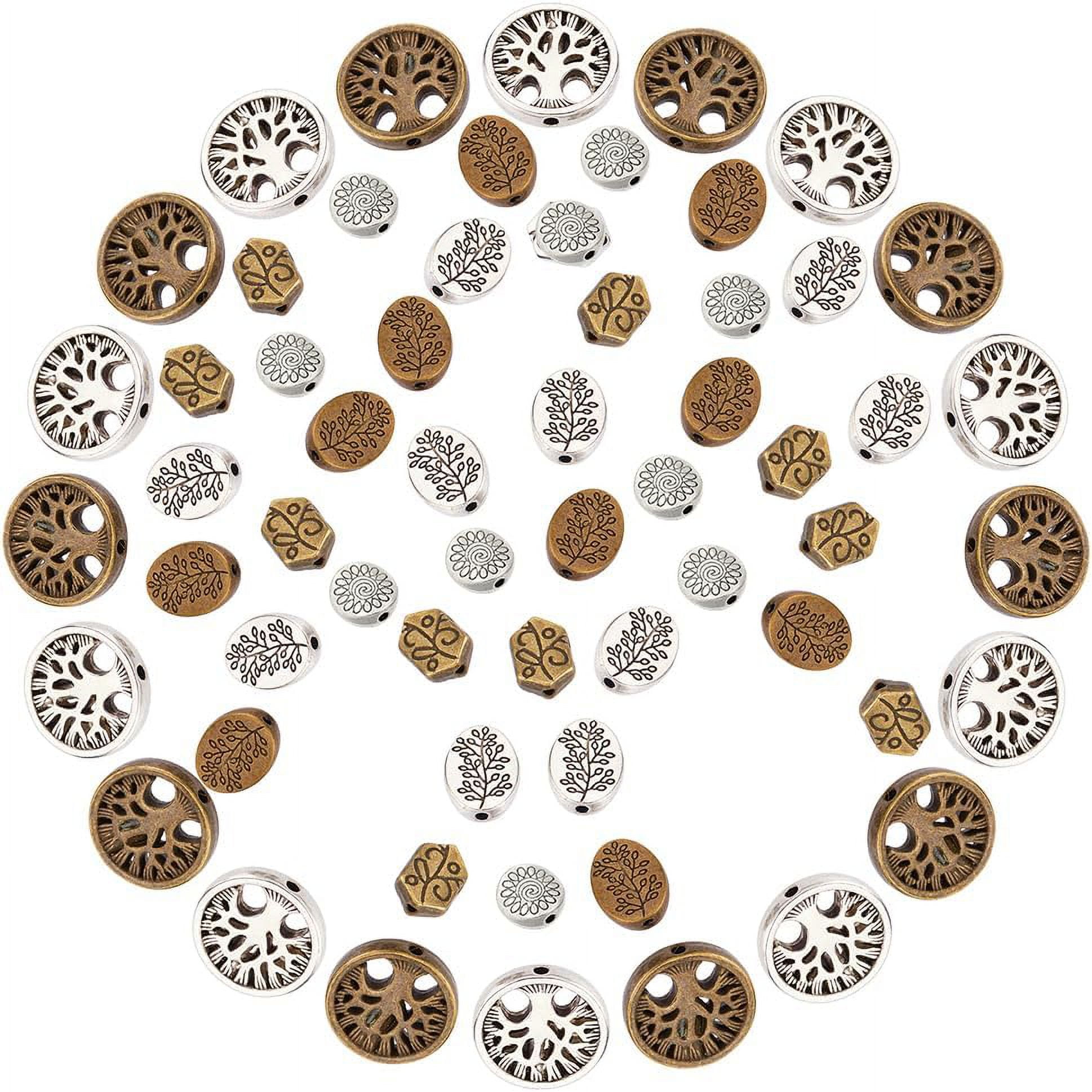 1 Box 60Pcs 6 Style Tree of Life Spacer Beads Tree of Life Beads Mixed ...