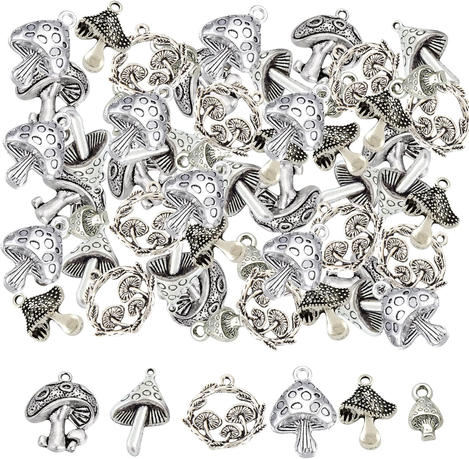 1 Box 60Pcs 6 Styles Mushroom Charm Mushrooms Charms Plants Forest ...